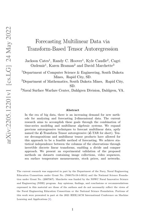 Pdf Forecasting Multilinear Data Via Transform Based Tensor