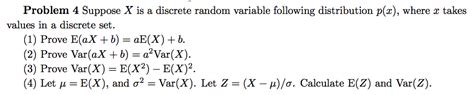 Solved Problem Suppose X Is A Discrete Random Variable Chegg