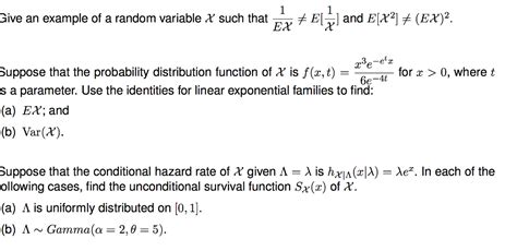 Solved Sive An Example Of A Random Variable X Such That Erメ