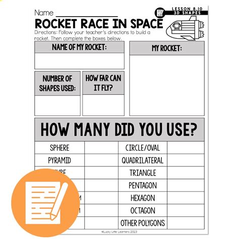 Lucky To Learn Math 3d Shapes Lesson 810 Independent Practice Rocket Race In Space