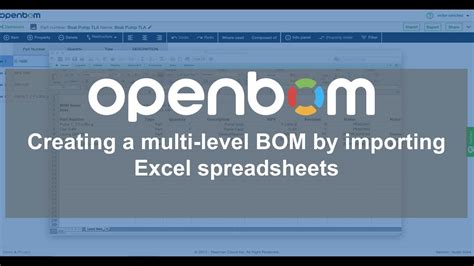 Openbom Creating A Multi Level Bom By Importing Excel Spreadsheets