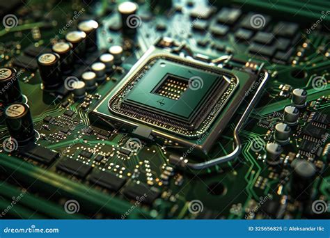 Gpu Graphics Processing Unit Chip With Intricate Circuitry On A Motherboard Generative Ai