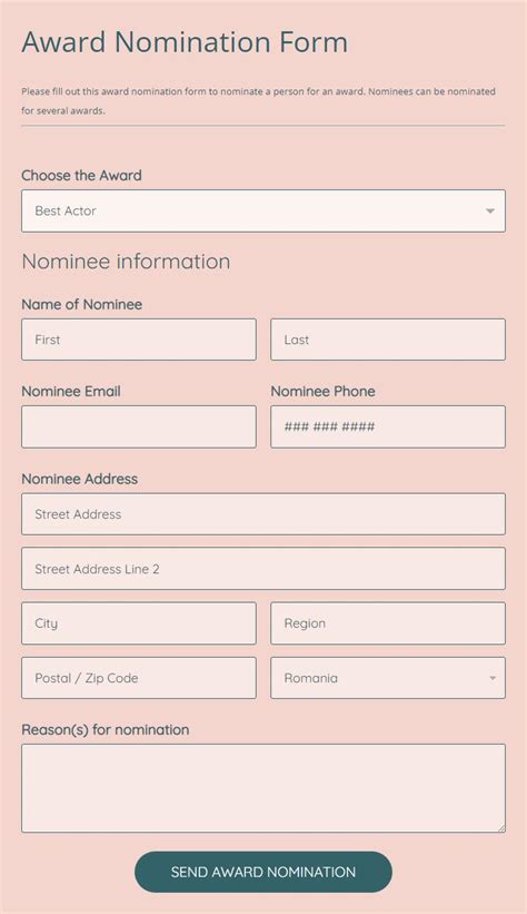 Printable Nomination Form Template Printable Forms Free Online