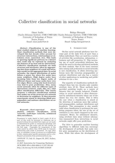 Pdf Collective Classification In Social Networks