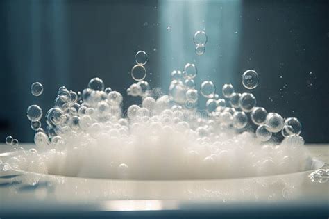 Bubbles Floating On The Surface Of A Hot Bubble Bath With Steam Rising