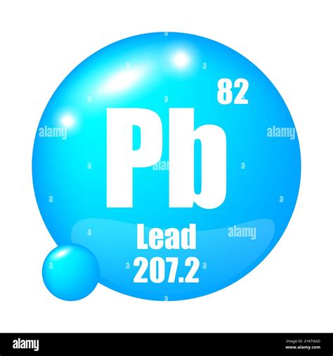 Lead Icon Pb Chemical Element Atomic Number 82 Mass 2072 Blue