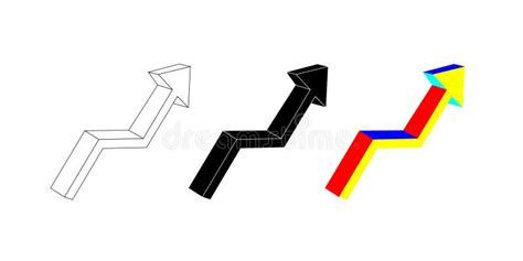 Three Abstract Zig Zag Arrows In Different Color Schemes And Designs Stock Illustration