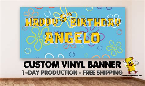 Spongebob Squarepants Personalized Birthday Banner Custom Birthday