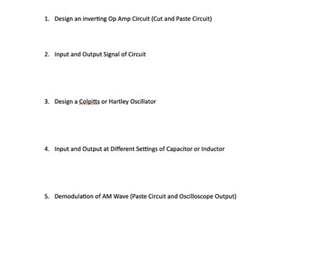Solved 1 Design An Inverting Op Amp Circuit Cut And Paste