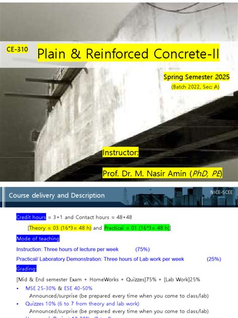 Lec 12 W 1 Prc Ii Syllabus And Overview Pdf Beam Structure Concrete