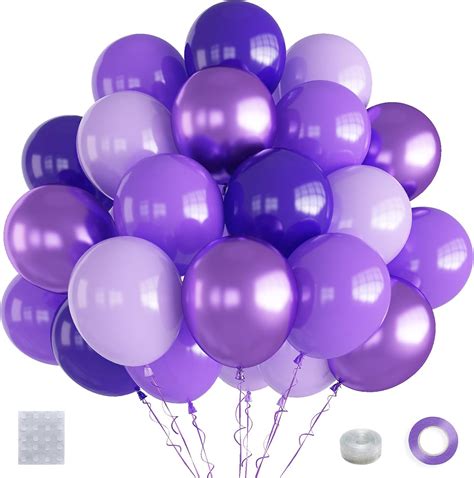 Purple Balloons 65pcs Matte Dark Purple Metallic Purple