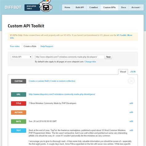 diffbot crawling with visual machine learning — sitepoint