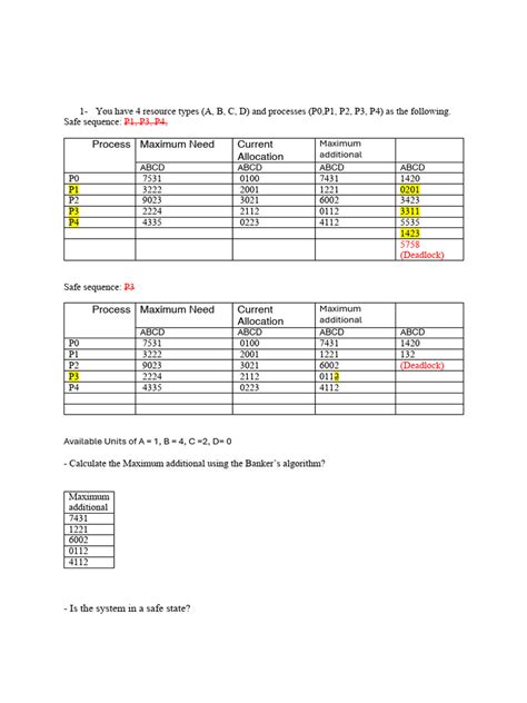 Bankers Algorithm Examples Pdf Algorithms And Data Structures
