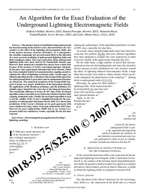 Pdf An Algorithm For The Exact Evaluation Of The Underground