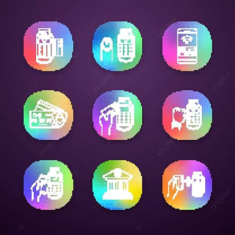 Nfc Payment App Icons Set Application Ui Linear Vector Application Ui Linear Png And Vector