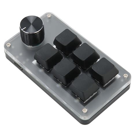 2024 6 Key Mini Keypad With Knob Rgb Light Blue Switch Wired Connection Plug And Play Diy