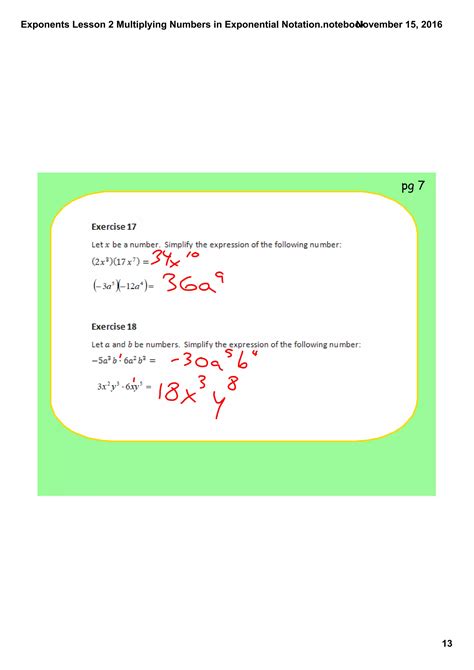 Exponents Lesson Multiplying Numbers In Exponential Notation PDF