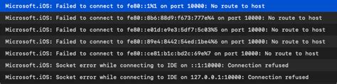Net60 Iosdebugging No Listener On Any Ipv6 Address On Port 10000 But Debugged App Try To