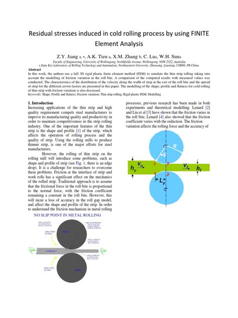 Residual Stresses Induced In Cold Rolling Process By Using Finite Element Analysis Rolling