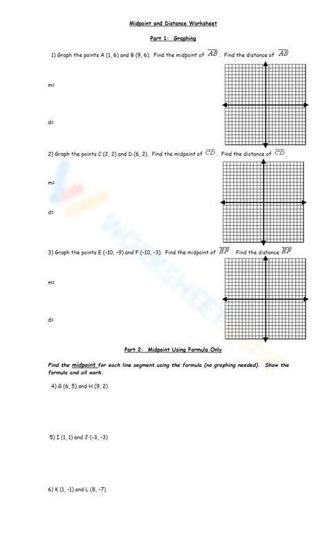 Distance Midpoint Slope Practice Pdf Worksheets Library