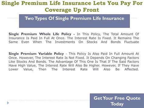 Ppt Single Premium Whole Life Insurance Policy Powerpoint