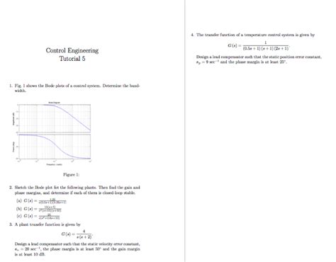 solved fig 1 shows the bode plots of a control system