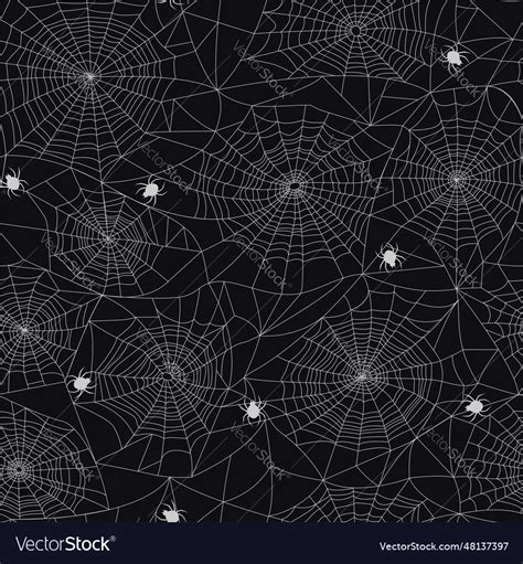 Seamless Pattern With Spiderweb And Spiders Vector Image