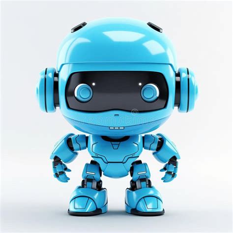 Cute Sky Blue Grid Bot A Cinematic Composition In Fury Stock