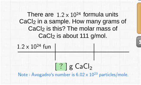 There Are 12 1024 Formula Units Cacl₂ In A Sample How Many Grams Of Cacl2 Is This Algebra