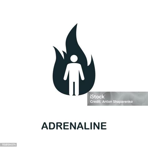 아드레날린 아이콘 기호입니다 마음 챙김 아이콘 컬렉션에서 창조적 인 기호 컴퓨터 및 모바일용 채워진 평면 아드레날린 아이콘 상징에 대한 스톡 벡터 아트 및 기타 이미지