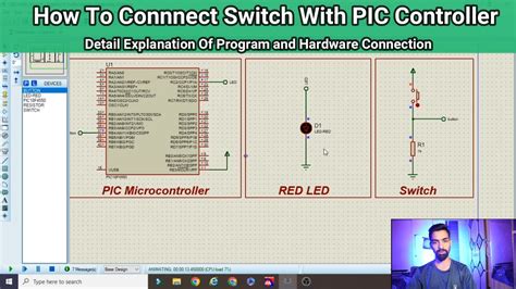 How To Interface Switch With Pic Controller Proteus Simulation Youtube