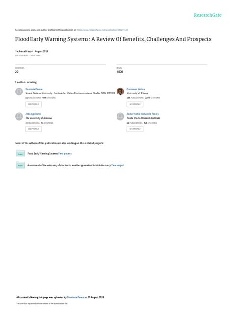 Flood Early Warning Systems A Review Of Benefits Challenges And Prospects Pdf