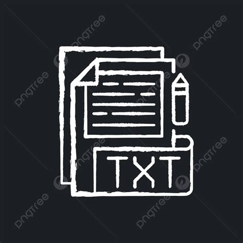 Black Background With Chalk White Icon For A Txt File Vector App Sketch Doodle Png And Vector