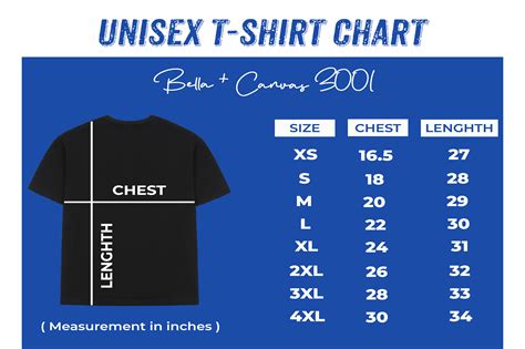 Bella Canvas 3001 Size Chart Shirt Graphic By Evarpatrickhg65 · Creative Fabrica