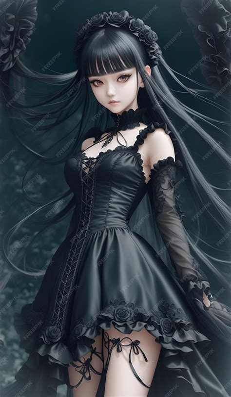 Anime Girl Black Dress