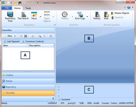 Step 1 Editor Parts Overview Visual Lansa Documentation
