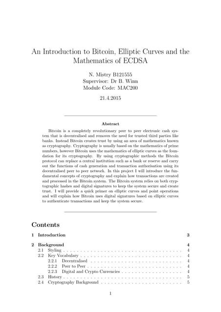 Introduction To Bitcoin And Ecdsa Pdf