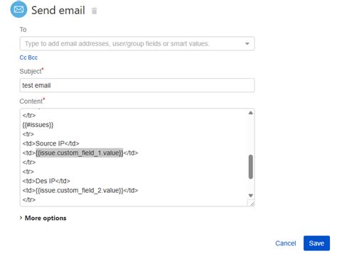 How Do I Render A Table When Sending Email In Jira