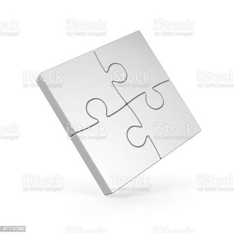 흰색 배경 3d 렌더링에 흰색 사각형 퍼즐 4 조각 0명에 대한 스톡 사진 및 기타 이미지 0명 3차원 형태 개념 Istock