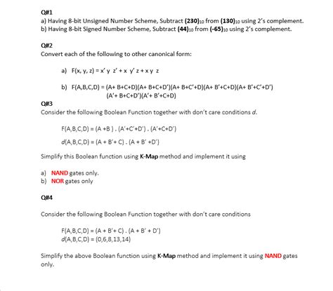 Solved Q1 A Having 8 Bit Unsigned Number Scheme Subtract