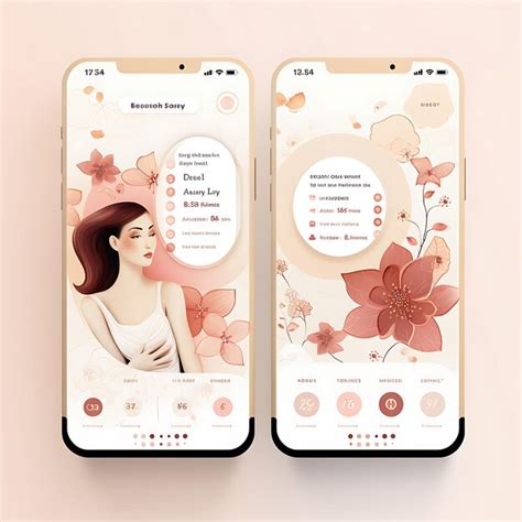 Premium AI Image Mobile App Layout Design Of Womens Health App Elegant And Feminine Layout