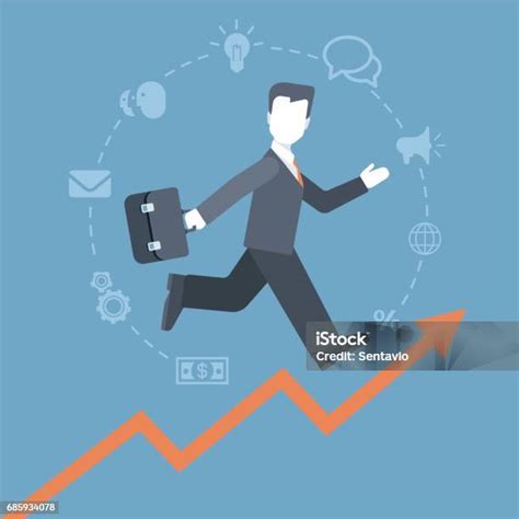 평면 스타일 현대 사업가 상승 소득 그래픽 Infographic 개념을 실행 성공적인 지표와 기업 들에 대 한 개념적 웹 일러스트 과정에 종사 기업 재무와 산업에 대한 스톡