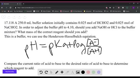 SOLVED A ML Buffer Solution Initially Contains Mol Of HCHO And Mol Of NaCHO