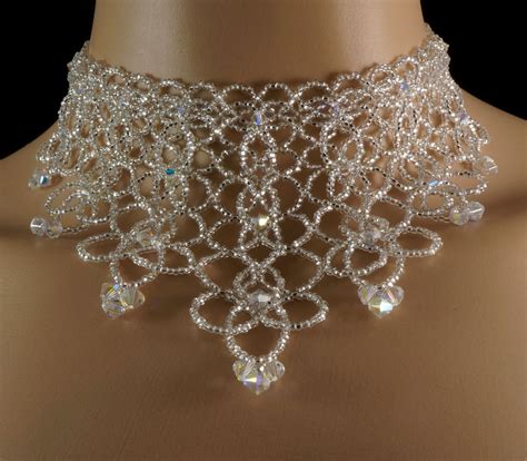 Swarovski Crystal Beaded Bridal Fringe Choker Swarovski Crystal