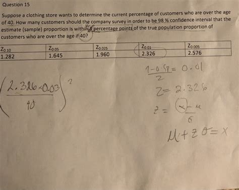 Solved Question 15 Suppose A Clothing Store Wants To