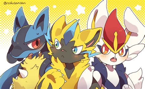 Lucario Cinderace And Zeraora Pokemon Drawn By Rokurokkrn Danbooru
