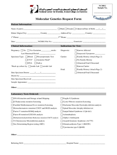 Fillable Online Molecular Genetics Request Form Fax Email Print Pdffiller