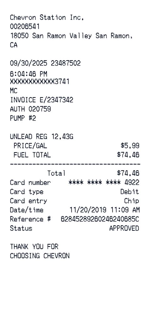 Generate Chevron Receipt