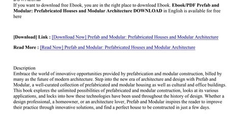 [download] Prefab And Modular Prefabricated Houses And Modular Architecture Gestalten By