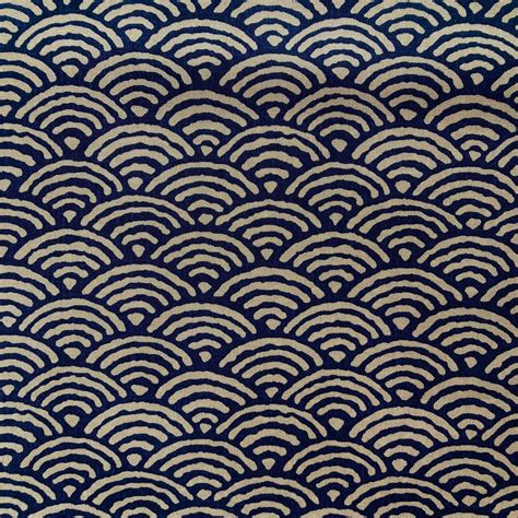 Japanese 100 Cotton Fabric With Traditional Seigaiha Blue Ocean Wave